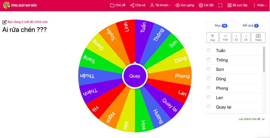 Vòng Quay May Mắn - Vòng Quay Random Online 2024